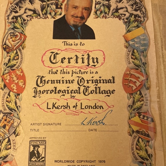 L Kersh | Art | Vintage L Kersh Of London Signed Horological Collage ...